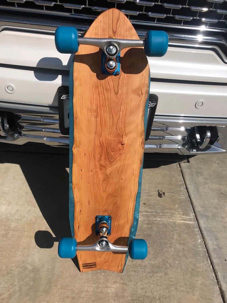 Live Edge, Cherry Wood, Hardwood, Epoxy Resin Skateboard Longboard - Etsy