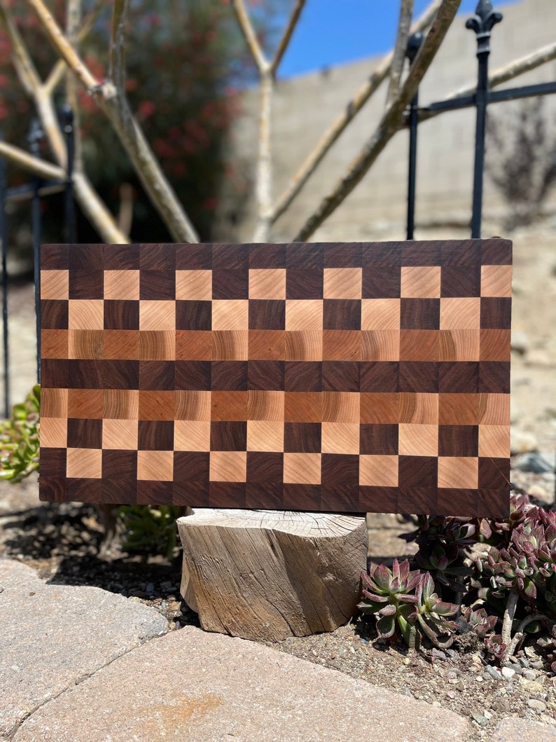Walnut, Cherry, Maple End Grain Cutting Board, Cheeseboard, Cutting ...