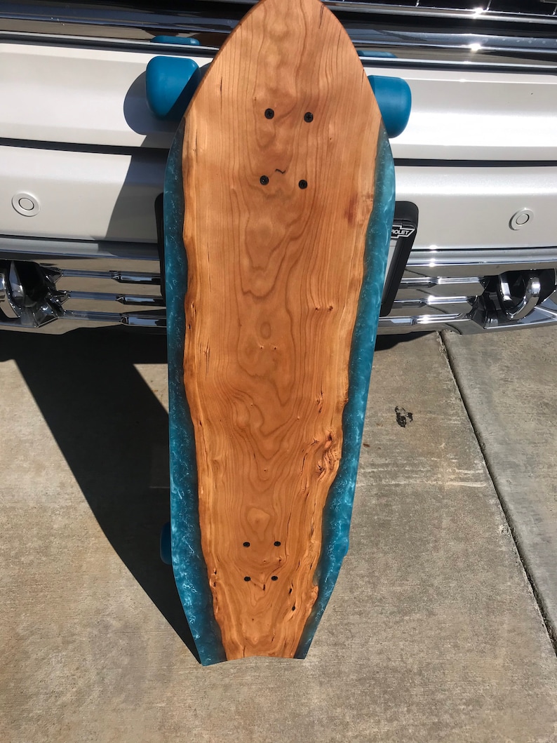 Live Edge, Cherry Wood, Hardwood, Epoxy Resin Skateboard Longboard - Etsy