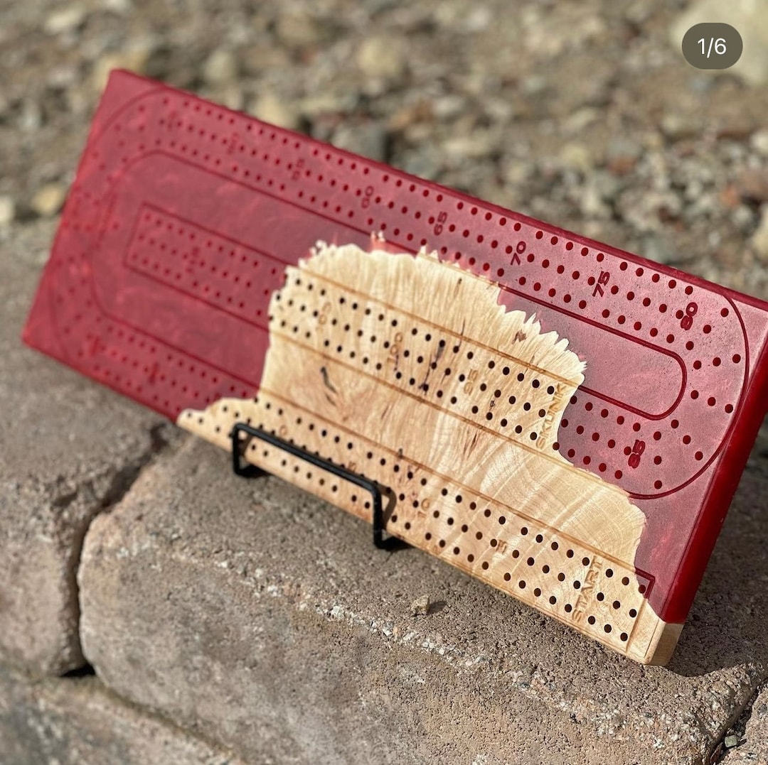 Maple Burl and Red Epoxy Cribbage Board - Etsy