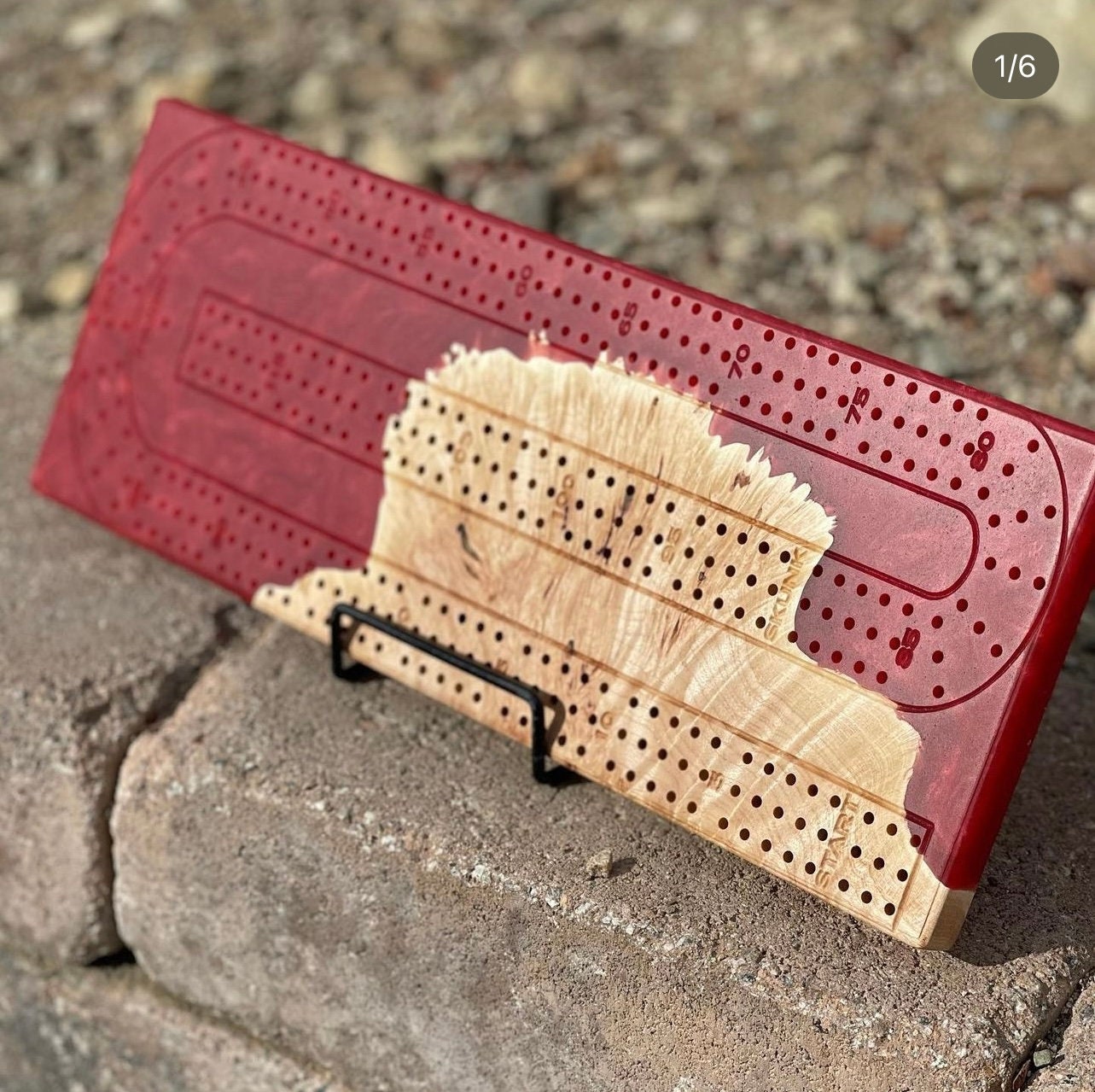 Maple Burl and Red Epoxy Cribbage Board - Etsy