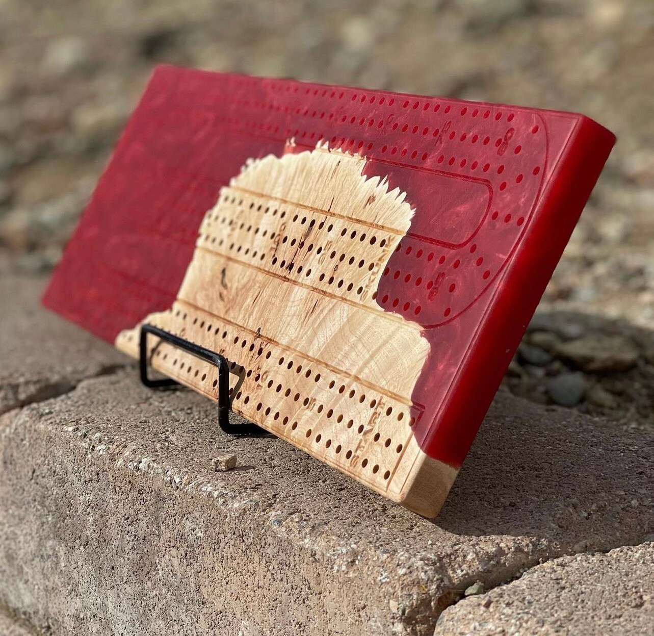 Maple Burl and Red Epoxy Cribbage Board - Etsy