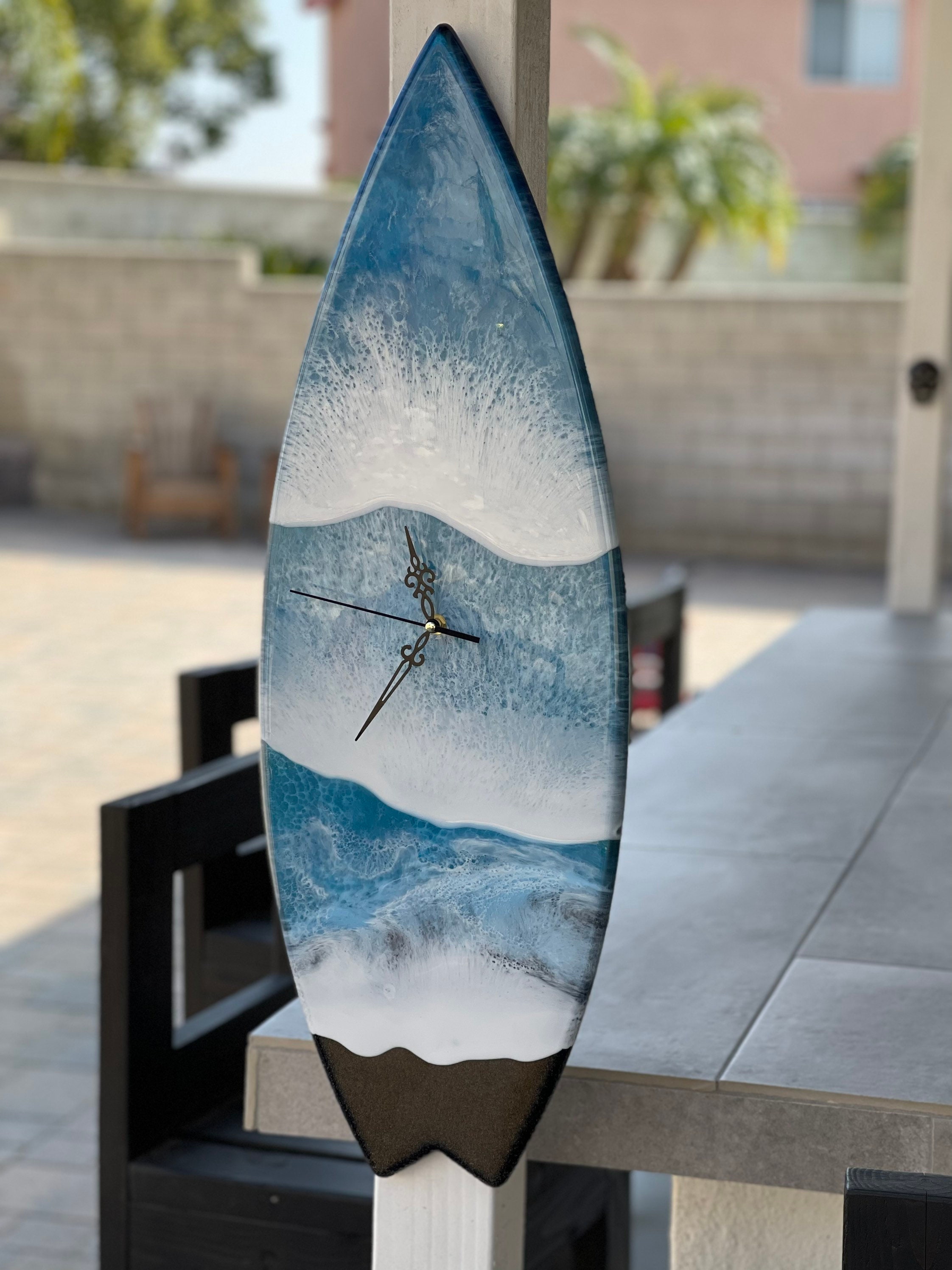 Ocean Themed Epoxy Surfboard Beach Clock - Etsy