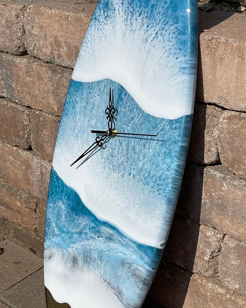 Ocean Themed Epoxy Surfboard Beach Clock - Etsy