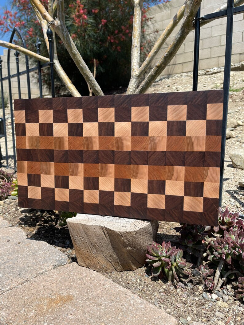 Walnut, Cherry, Maple End Grain Cutting Board, Cheeseboard, Cutting ...