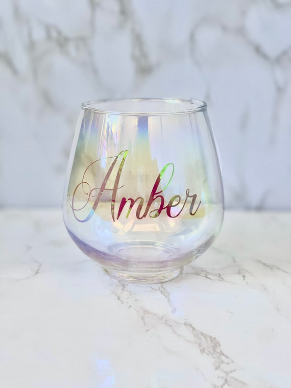 Personalized Name Wine Glass Opalescent Wine Glass Gift | Etsy