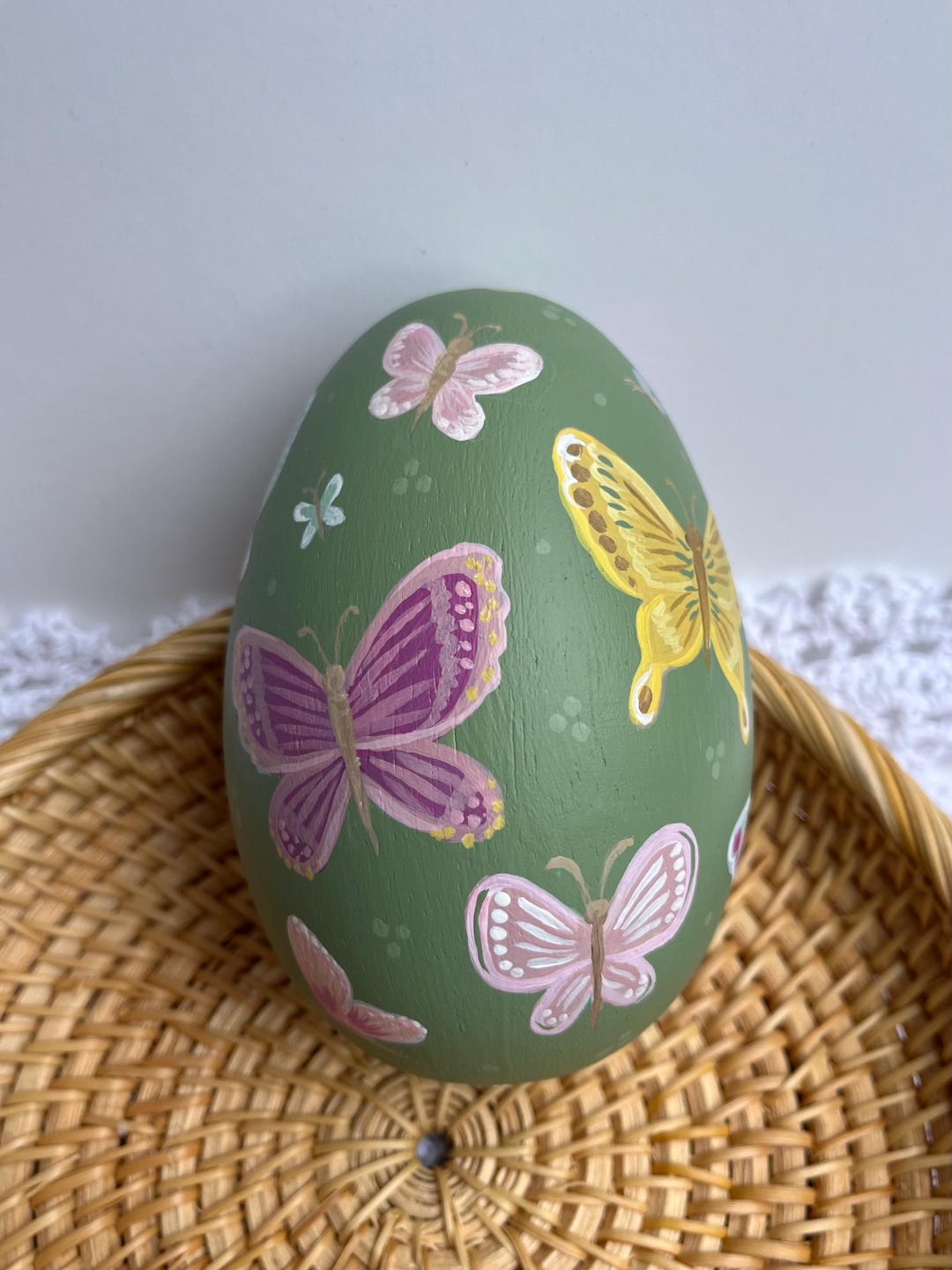 Hand Painted Butterfly Easter Egg, Wooden Egg, Spring Decor - Etsy