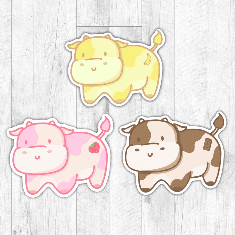 Strawberry Chocolate Banana Cow Pink Pastel Cute Kawaii | Etsy