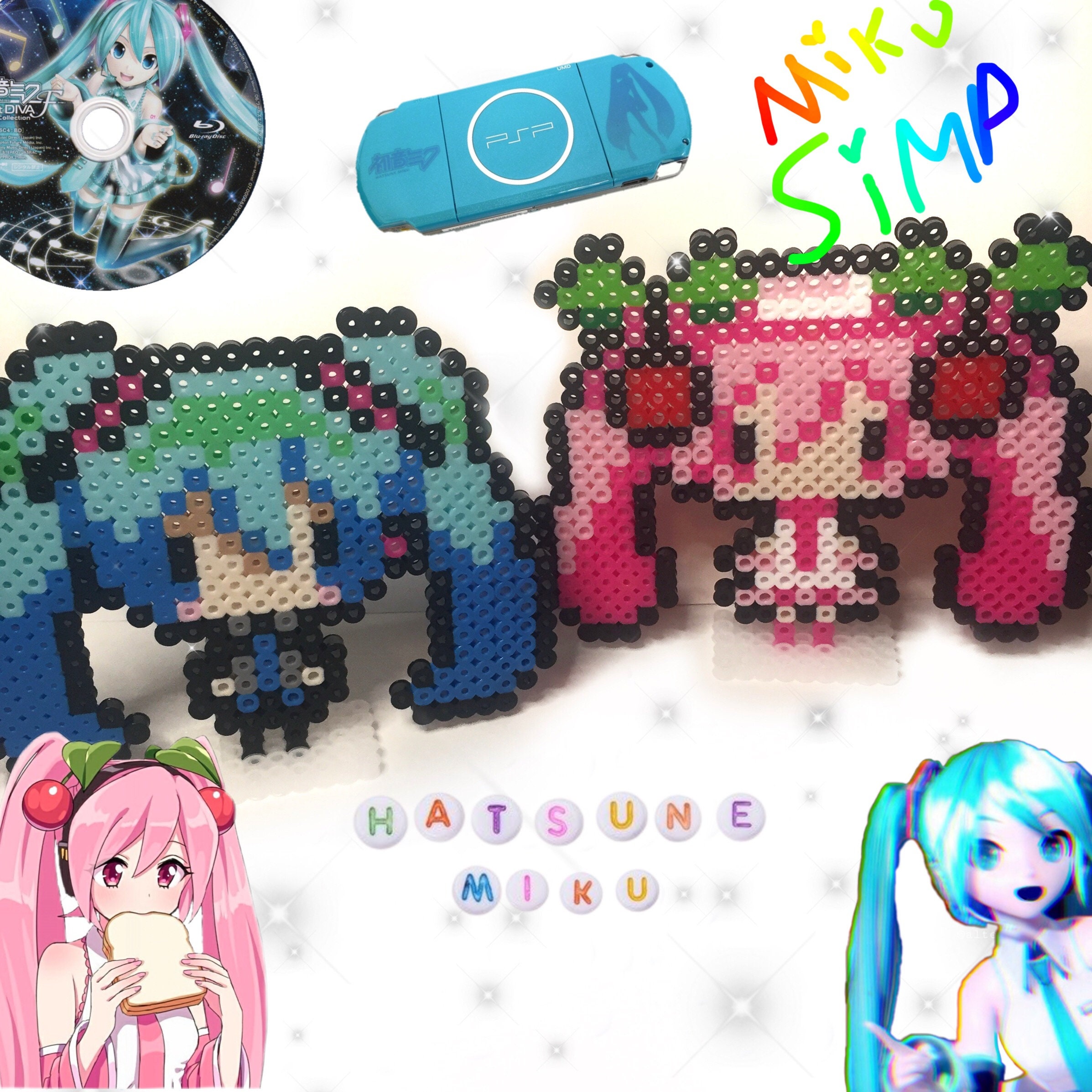 Hatsune Miku Perler Bead Standee Miku Figure Hatsune Miku - Etsy Canada