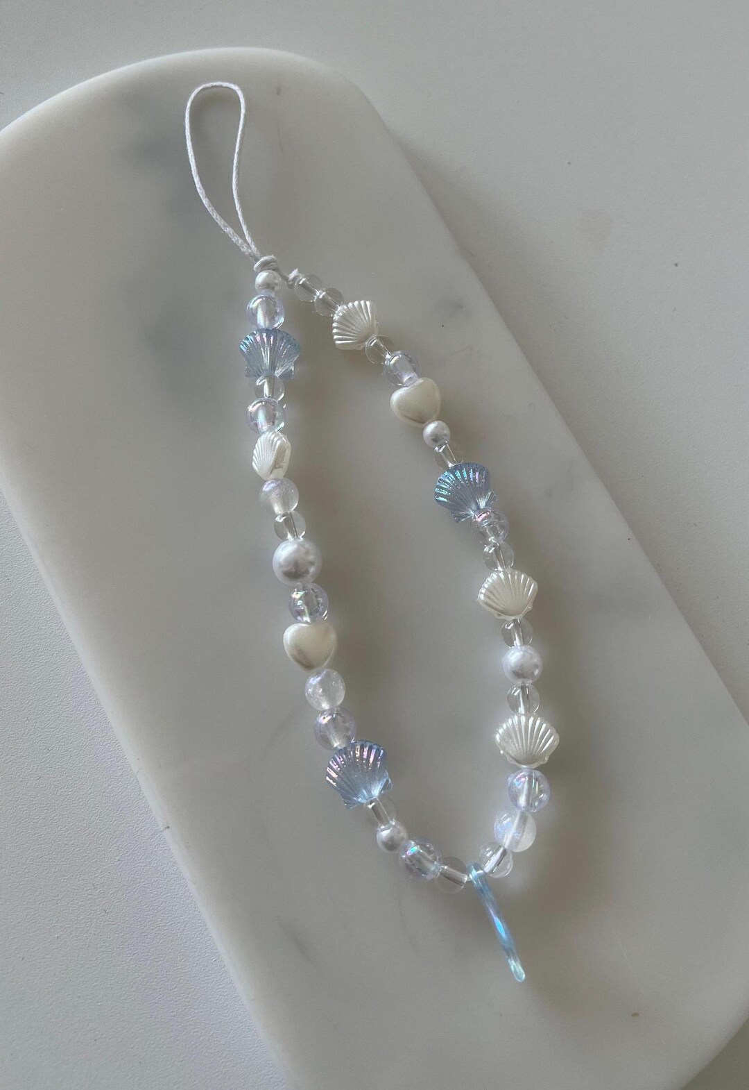 Handmade Mermaid Phone Strap | Blue Sea Phone Charm | Sea Shell Pearl ...