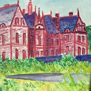 Original Watercolor French Chateau France Chalet European South ...