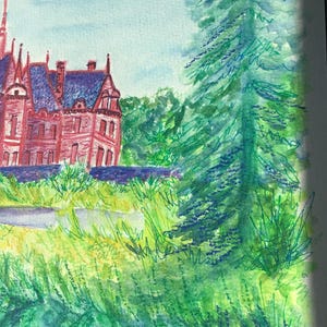 Original Watercolor French Chateau France Chalet European South ...