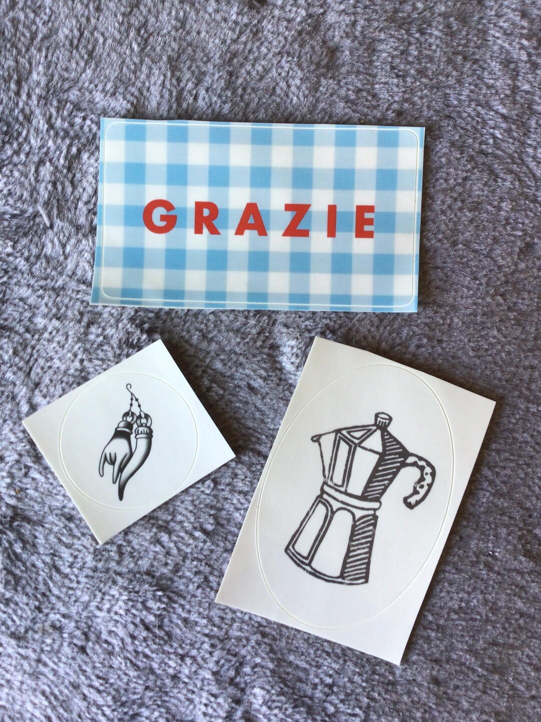 Italian Theme Sticker Set: Bialetti, Grazie Gingham, Cornicello - Etsy