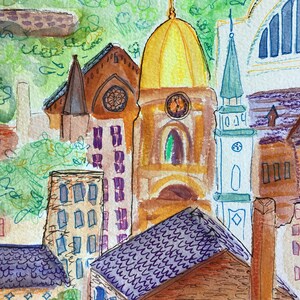 Original Watercolor Cincinnati Skyline Northern Kentucky Museum Center ...