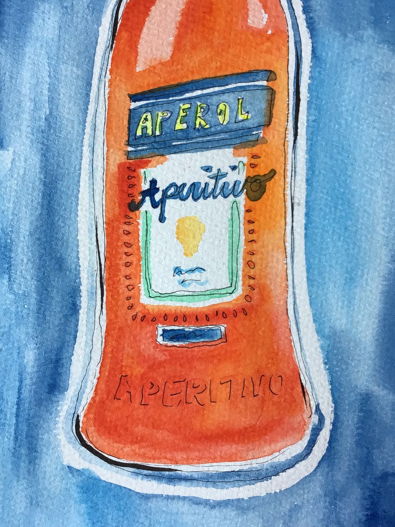 Original Watercolor Aperol Spritz Italian Summer Cocktail Bar ...