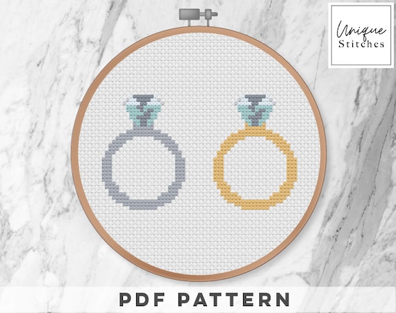 Engaged Cross Stitch / Engagement Ring Cross Stitch Pattern / | Etsy