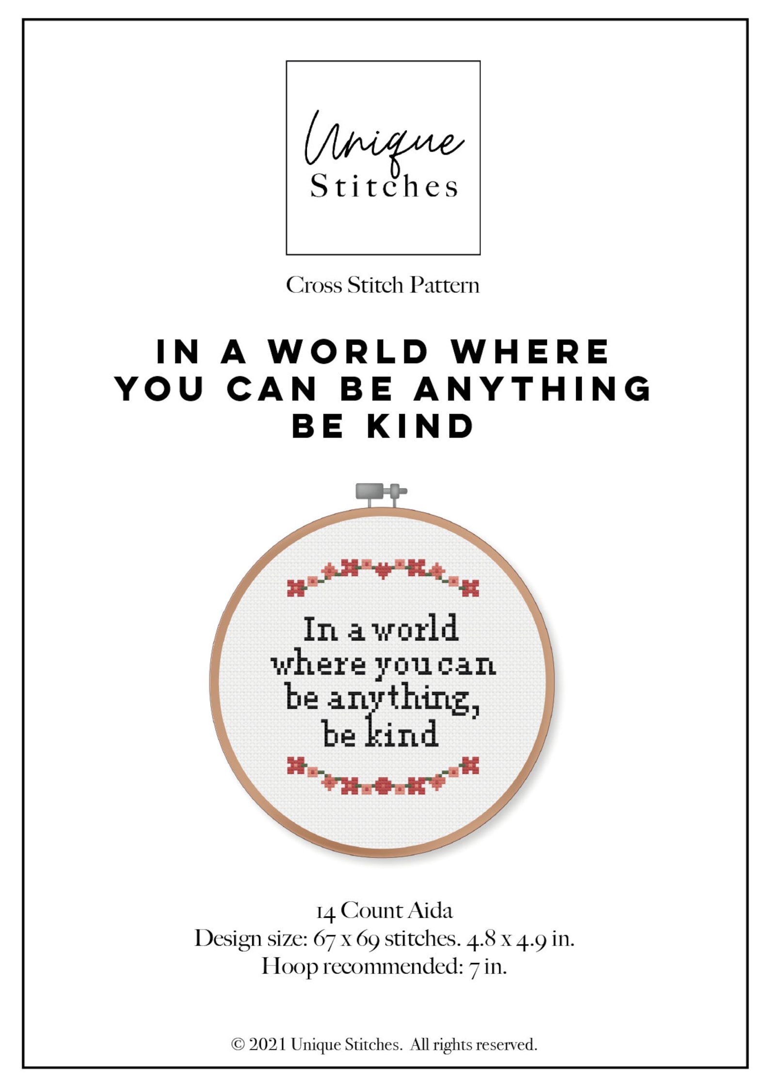 Be Kind Cross Stitch Pattern / Kindness Quote Cross Stitch - Etsy