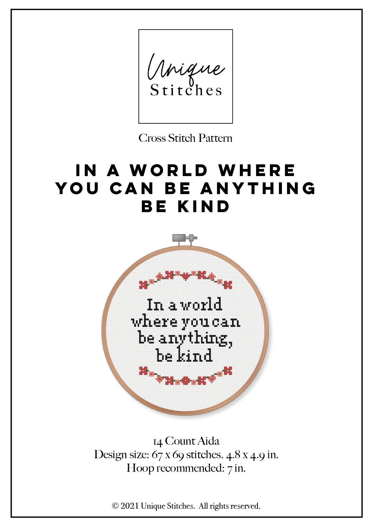 Be Kind Cross Stitch Pattern / Kindness Quote Cross Stitch - Etsy