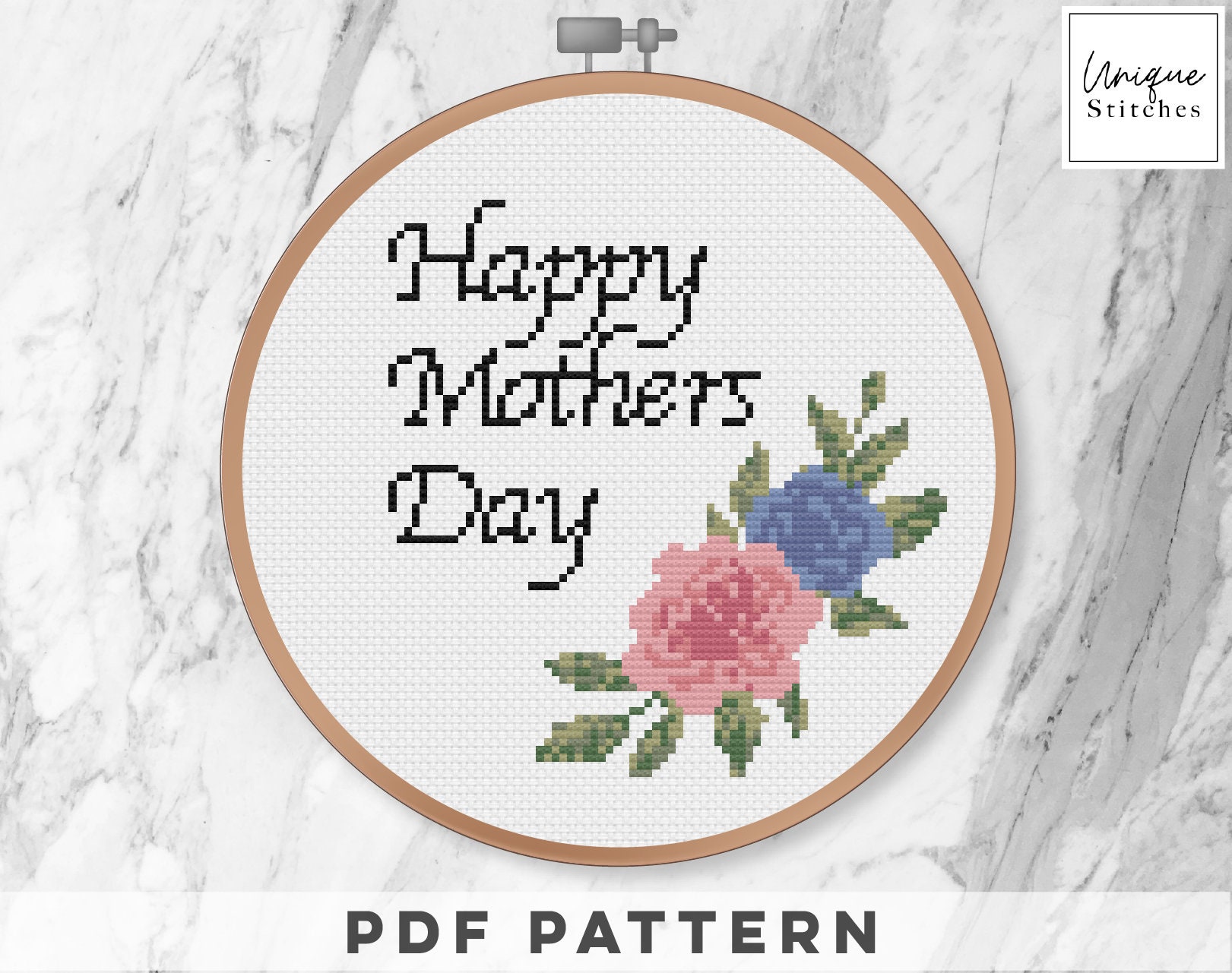 Happy Mothers Day Cross Stitch Pattern / Mum Cross Stitch Pattern ...