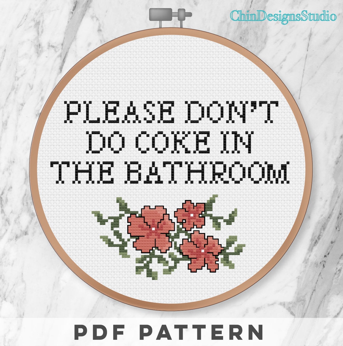 Please don't do coke in the bathroom Cross Stitch Pattern | Etsy