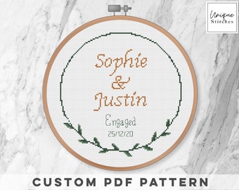 Personalised Engaged Cross Stitch / Personalised Engagement | Etsy