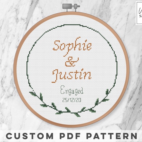 Personalised Engaged Cross Stitch / Personalised Engagement | Etsy