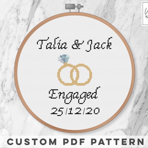 Personalised Engaged Cross Stitch / Personalised Engagement | Etsy