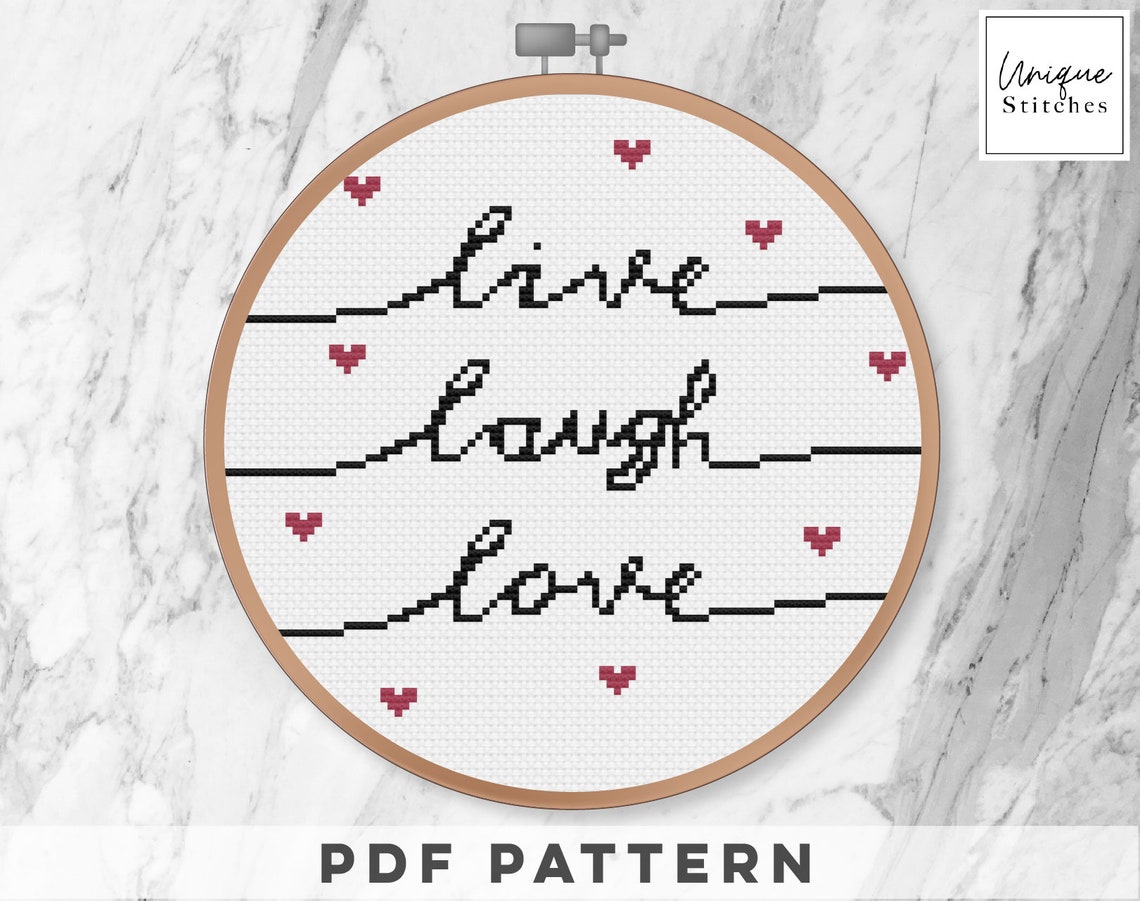 Live Laugh Love Cross Stitch Pattern / Live Love Laugh Cross - Etsy