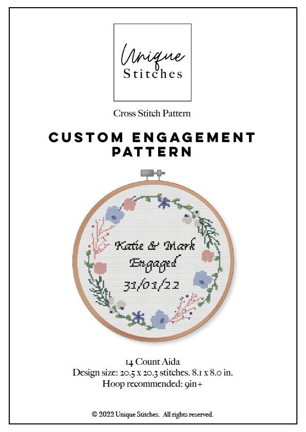 Personalised Engaged Cross Stitch / Personalised Engagement - Etsy