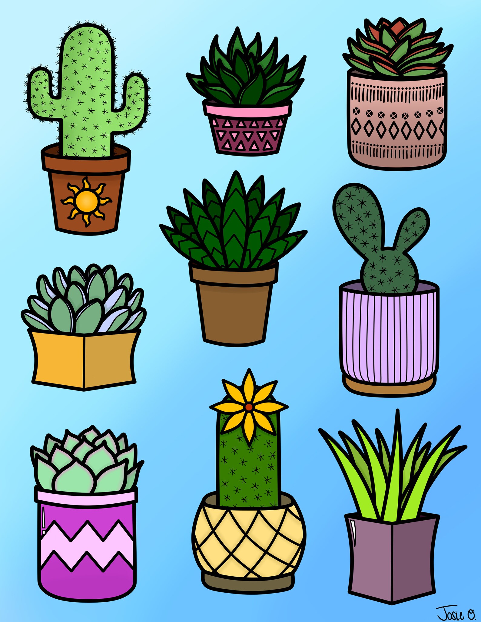 Succulent Pattern Printable Coloring Page, Printable Coloring Pages for ...