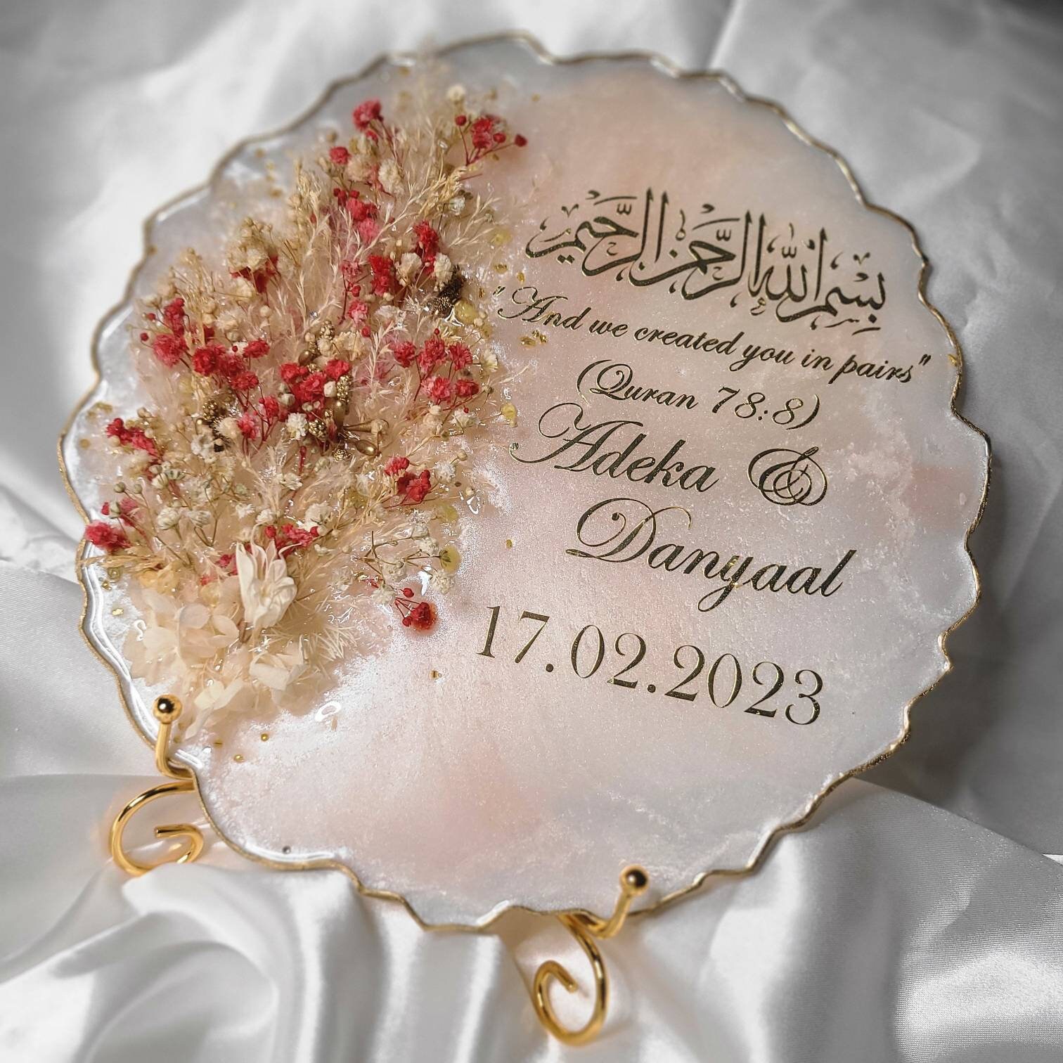 3D Floral Resin Plaque Resin Ring Plate Ring Holders Wedding Gift Bride ...