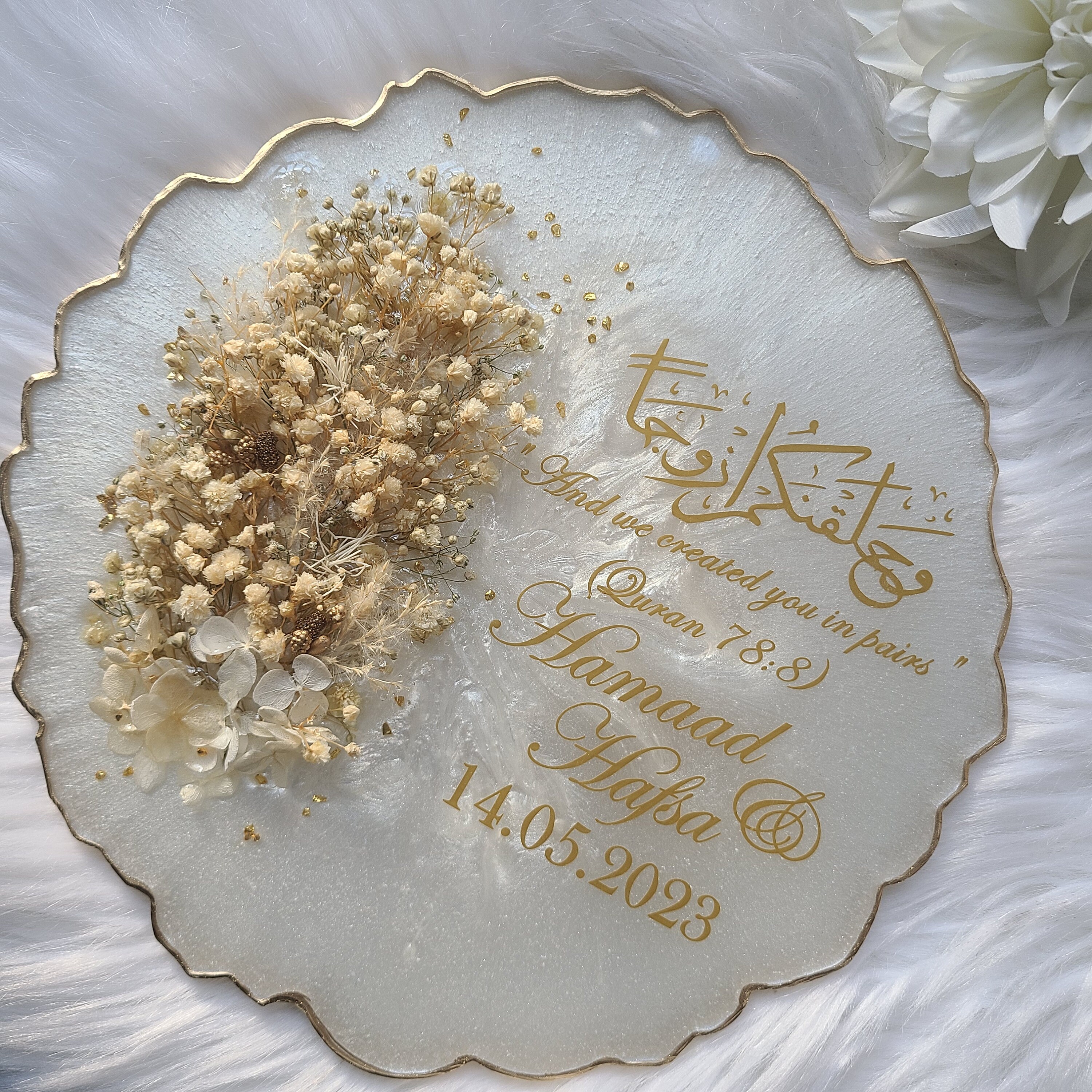 3D Floral Resin Plaque Resin Ring Plate Ring Holders Wedding Gift Bride ...