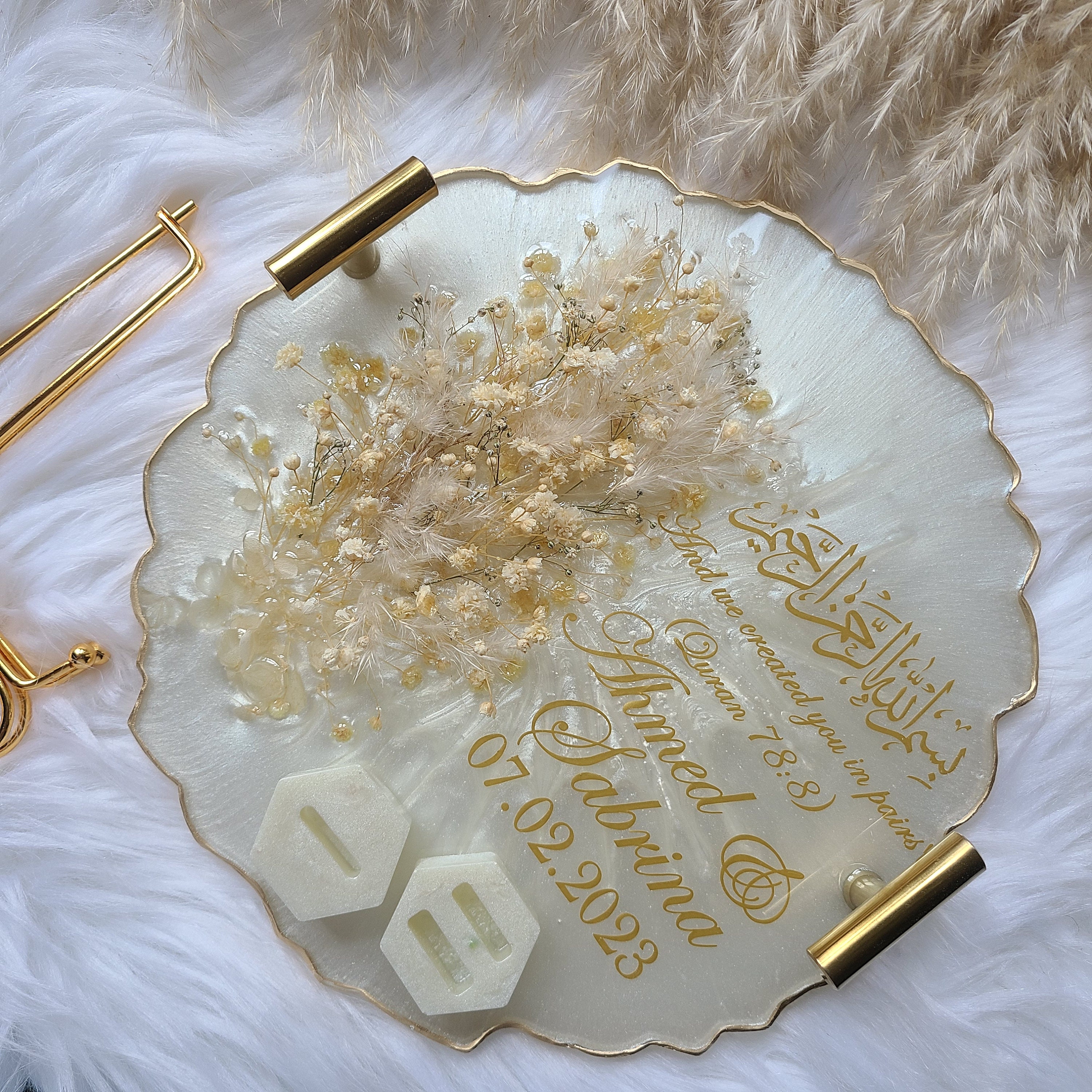 3D Floral Resin Plaque Resin Ring Plate Ring Holders Wedding Gift Bride ...