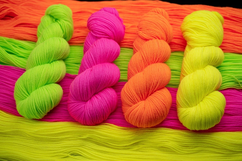 Neon Sock Yarn-115g Superwash Merino/nylon-80/20, 420yards-hand Dyed ...