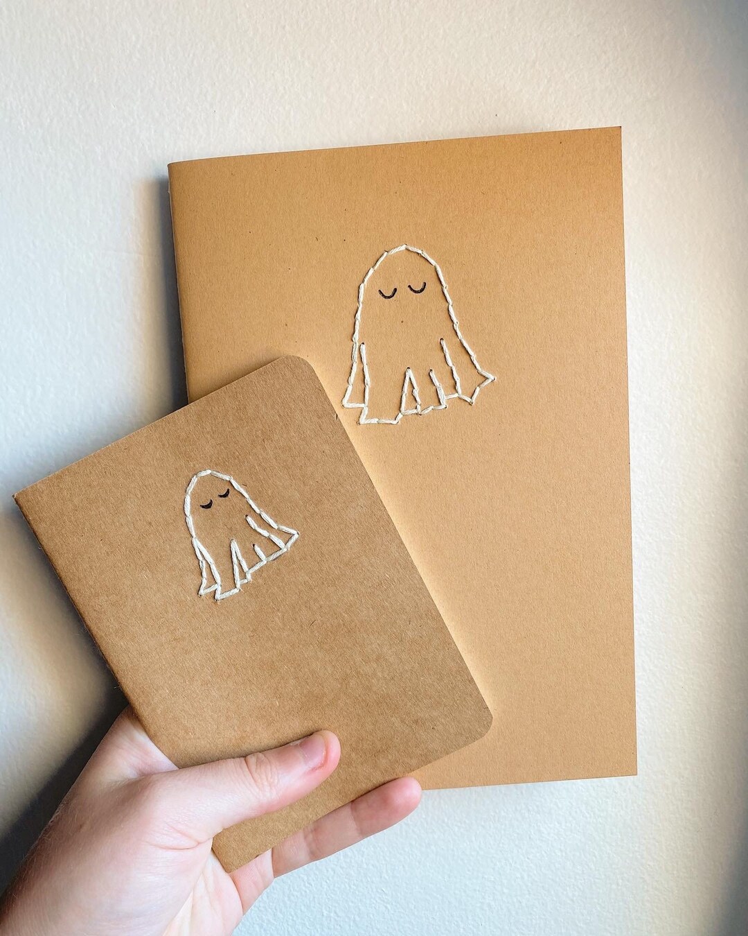 Ghost Hand-embroidered Kraft Notebook, Journal, Travelers Inserts ...
