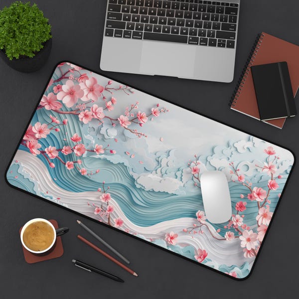 Japanese Sakura Art Desk Mat - Etsy