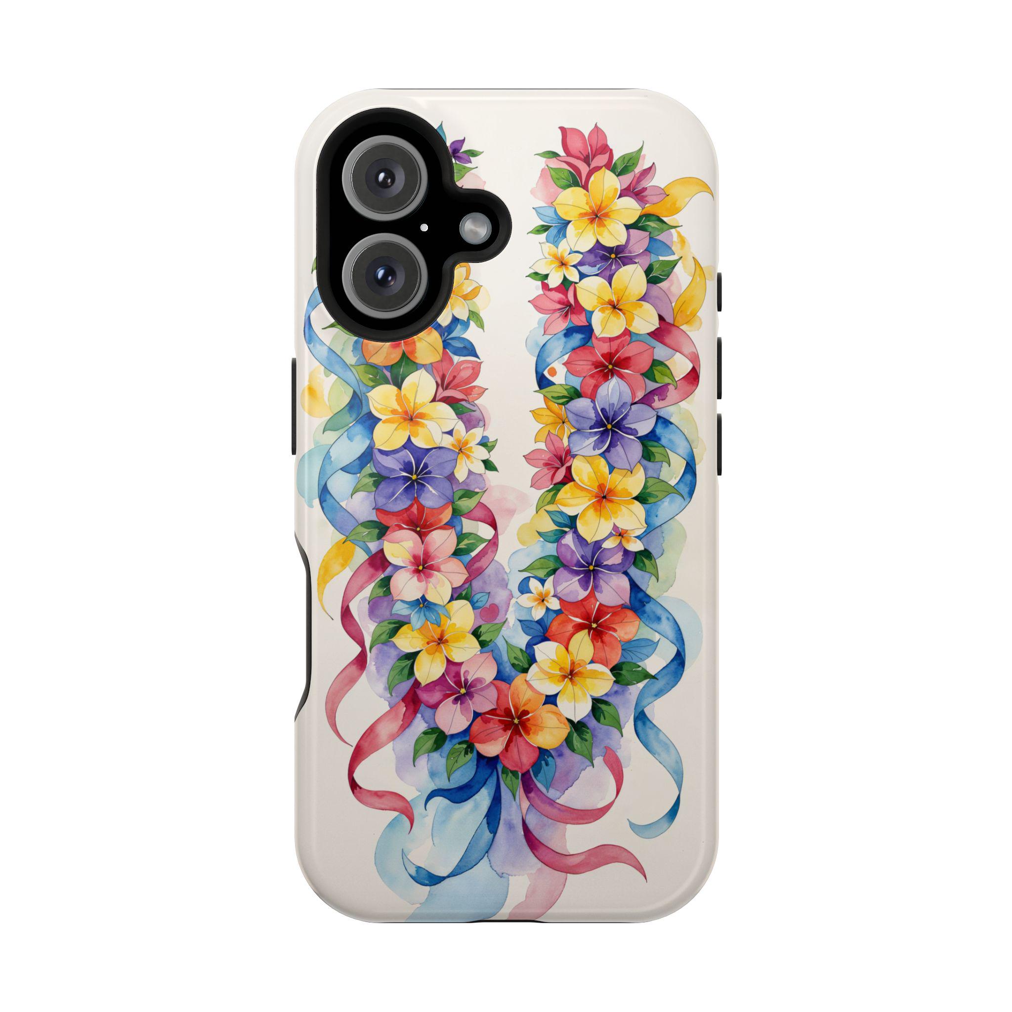 Hawaiian Lei iPhone Magsafe Case, Bright Tropical Floral Lei Cover for ...