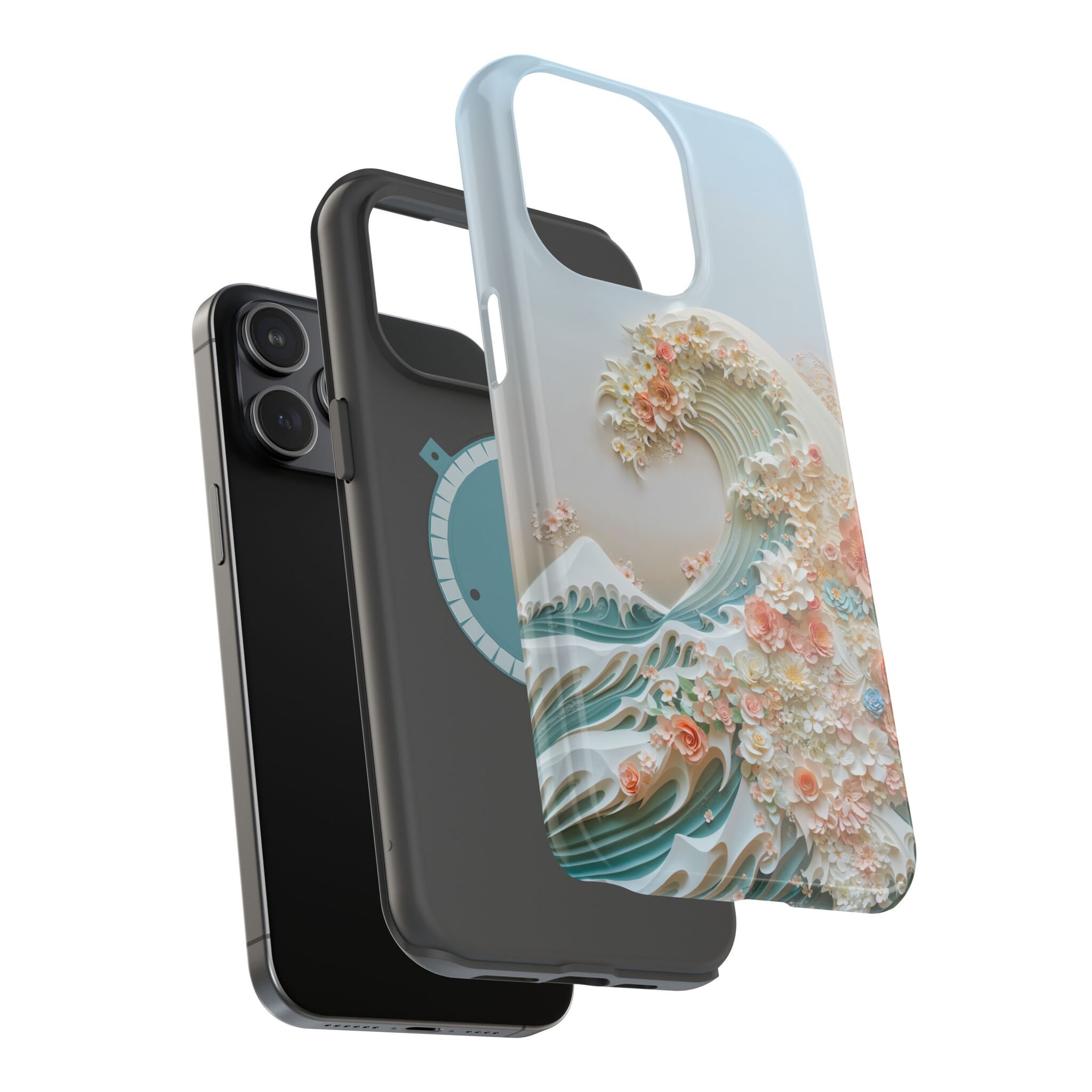 Blossoming Ocean Wave Magsafe iPhone Case, Magnetic Charging Cover ...