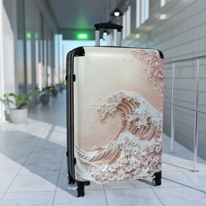 Sakura Wave Suitcase, Travel Luggage Gift for Her, Custom Tavel Suit ...