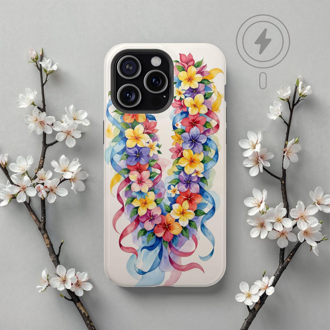 Hawaiian Lei iPhone Magsafe Case, Bright Tropical Floral Lei Cover for ...