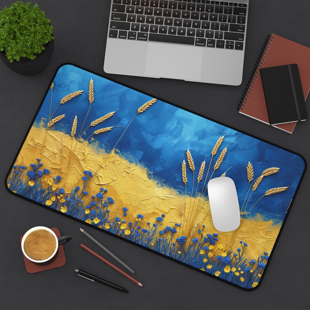 Ukrainian Heritage Desk Mat - Traditional Wheat Motif, Extra Large ...