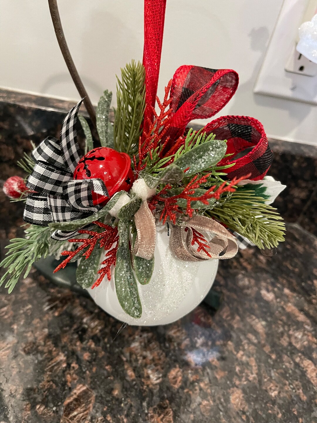 Decorative Christmas Ornament Round Ball Decorated Ribbons Bells ...