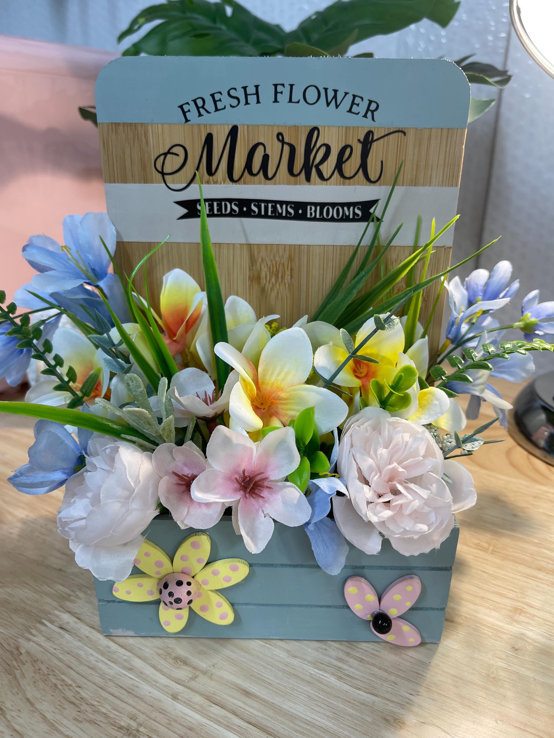Fresh Market Flower Arrangement Decor Gift Sweet Spring Wood - Etsy