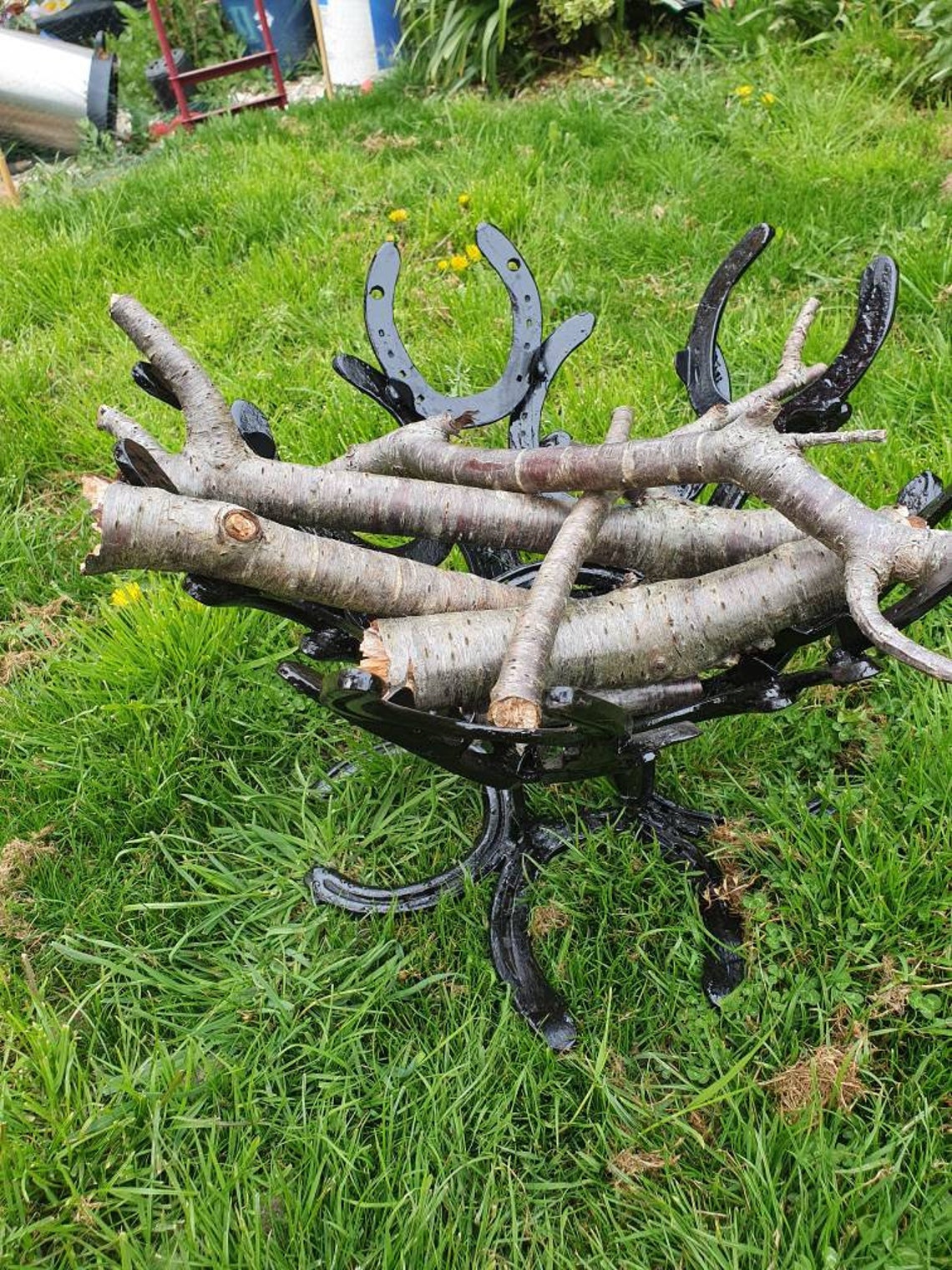 Horseshoe Fire Pit Basket Handmade Reclaimed for Garden BBQ - Etsy