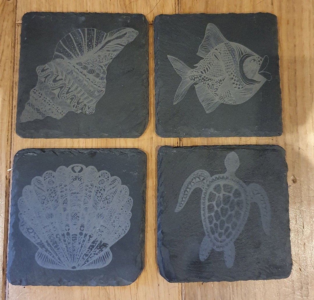 Sea Animals Slate Coaster Set - Etsy