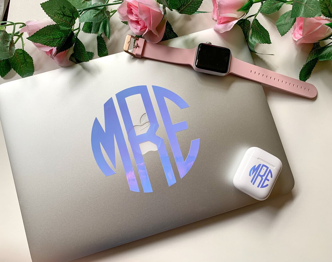 HOLOGRAPHIC MONOGRAM DECAL Laptop Decal Monogram Car Decal - Etsy