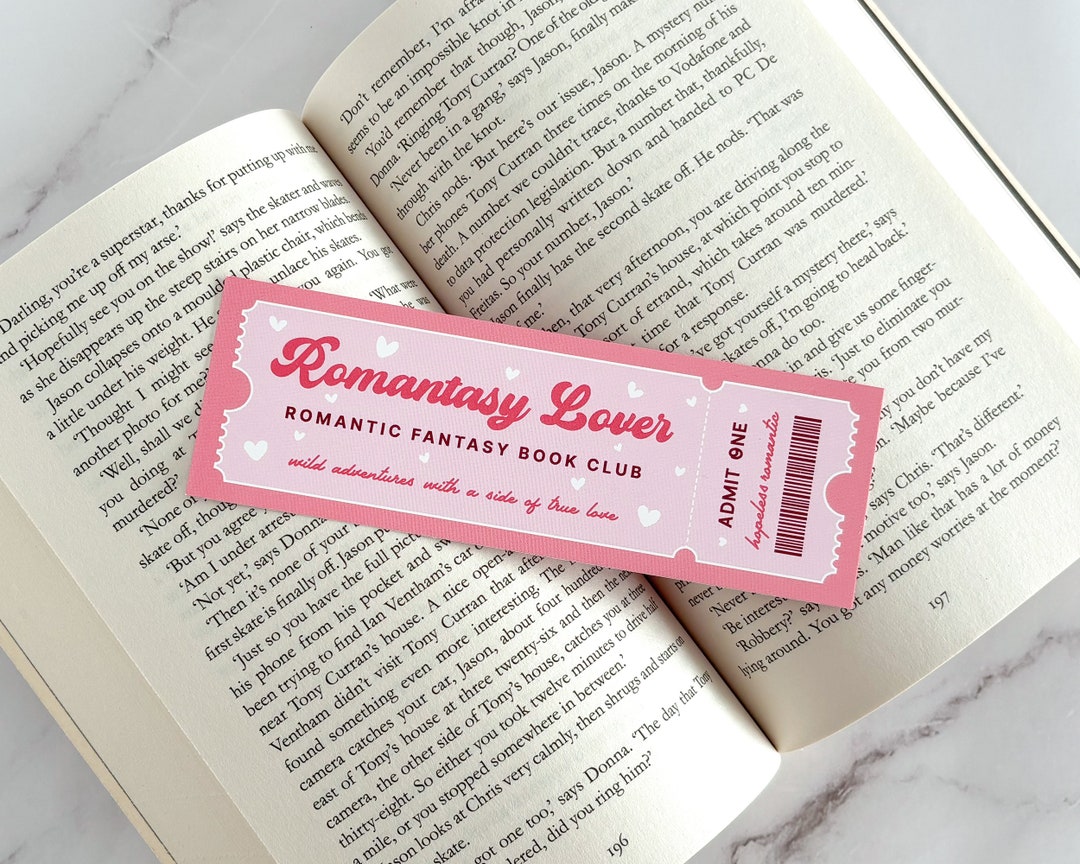 Romantasy Lover Book Club Bookmark, Fantasy Romance Ticket Bookmark - Etsy