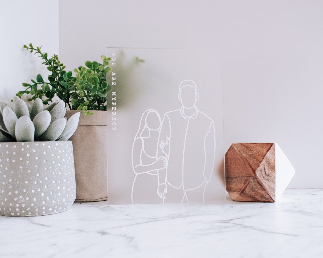 Custom Portrait With Text, Line Drawing Acrylic Illustration, Couple ...