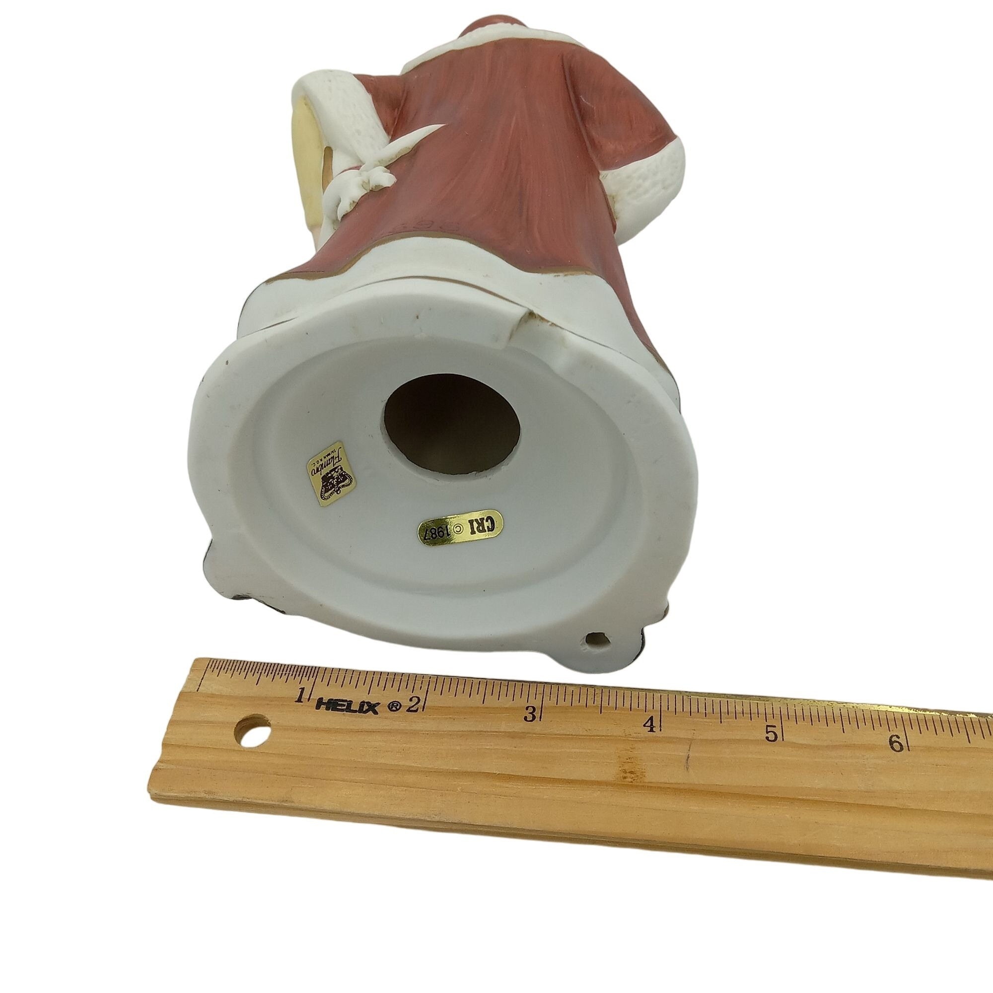 Vintage Lighted Ceramic Santa in Red Cloak With Staff, Drum, Horse and ...