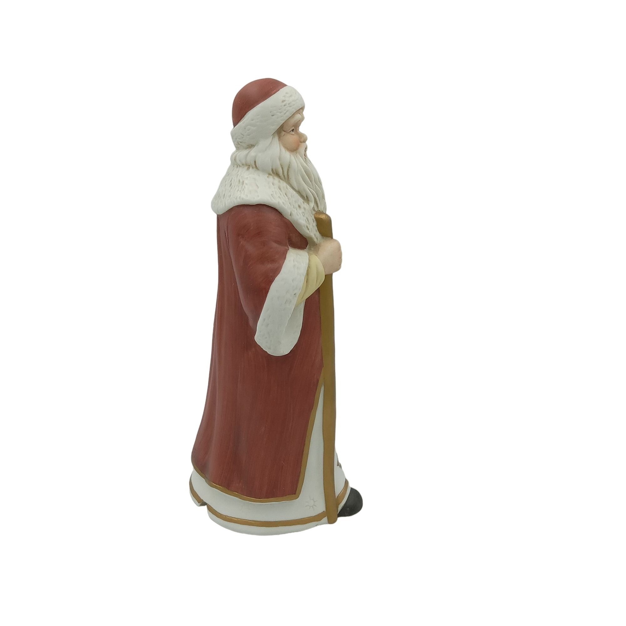 Vintage Lighted Ceramic Santa in Red Cloak With Staff, Drum, Horse and ...